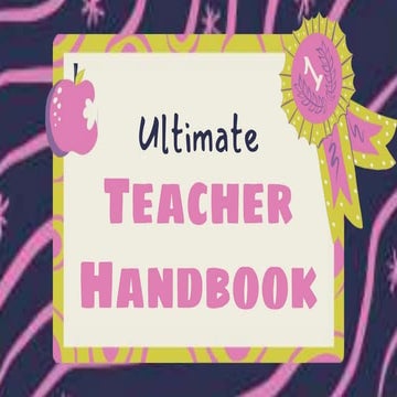 Ultimate Teacher Handbook Dark Blue and Pink Cute Illustrative Back to ...