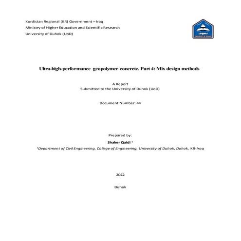 Ultra-high-performance geopolymer concrete. Part 4 Mix design methods ...