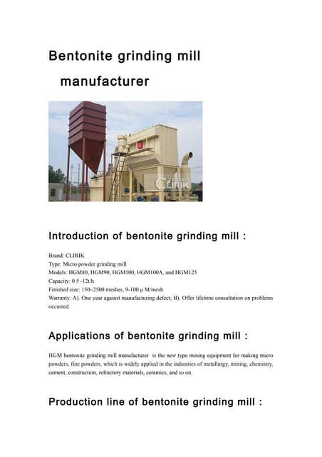 Bentonite Grinding Mill | PDF