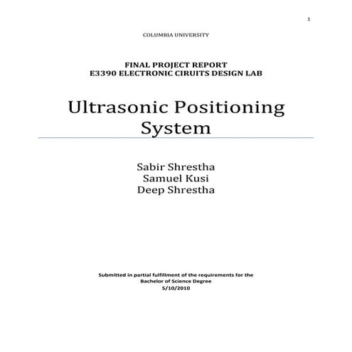 Ultrasonic Positioning System | PDF