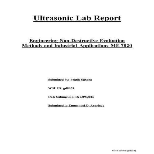 Ultrasonic Lab Experiment | DOCX