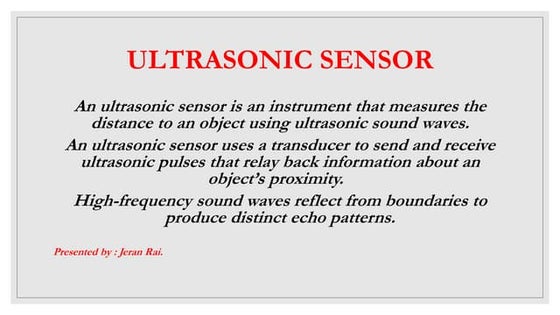 Ultrasonic sensor | PPTX