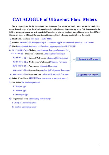 Fixed Ultrasonic Flowmeter CE certificate Flow Switch | PDF