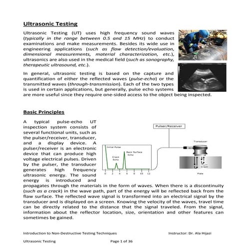 Ultrasonic Testing Notes lecture content | PDF