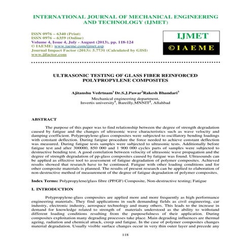 Ultrasonic testing of glass fiber reinforced polypropylene composites ...
