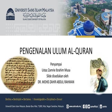 Ulum Quran Sesi 1 Pengenalan Ulum Al Quran | PDF