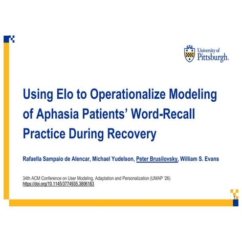 Using Elo Rating System to Model Aphasia Patients' Word-Recall Recovery ...