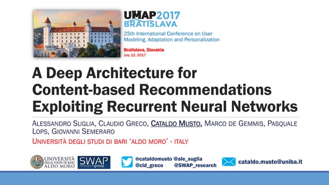 A Deep Architecture For Content Based Recommendations Exploiting Recurrent Neural Networks Ppt