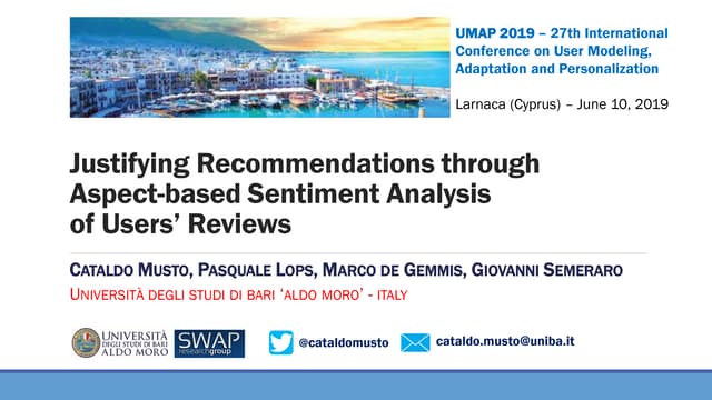 Justifying Recommendations Through Aspect Based Sentiment Analysis Of