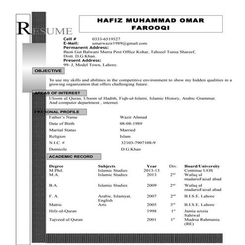 Umar farooqi cv 1 | DOC