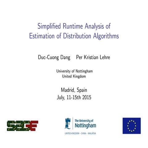 Simplified Runtime Analysis Of Estimation Of Distribution Algorithms Ppt 0162