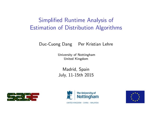 Simplified Runtime Analysis Of Estimation Of Distribution Algorithms Ppt 0162