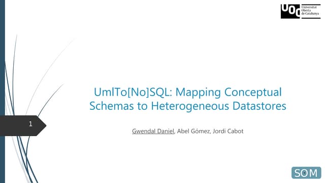 Umltonosql From Uml Domain Models To Nosql Databases Ppt