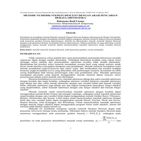 metode numerik stepest descent dengan rerata aritmatika | PDF