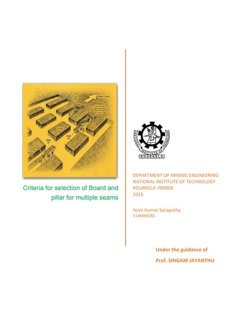 Design of Bord and Pillar method in coal mines | PPTX