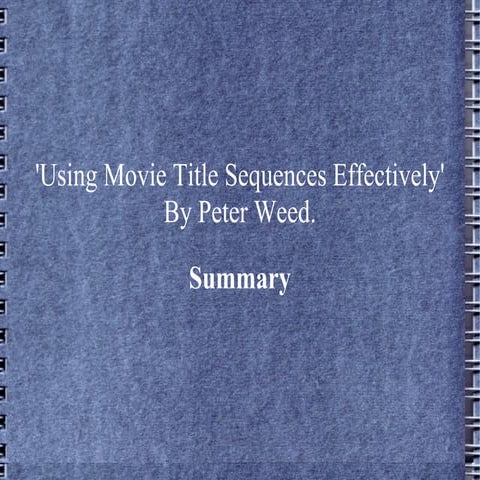 'Using Movie Title Sequences Effectively' | PPT | Documentary | Genres