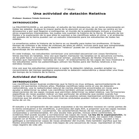 Hoja De Trabajo Sobre La Edad Relativa De Las Rocas 1890987 | Rocas Y