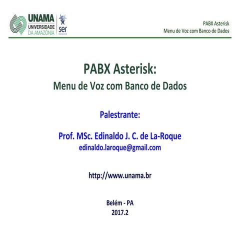 PABX Asterisk: Menu de Voz com Banco de Dados | PDF