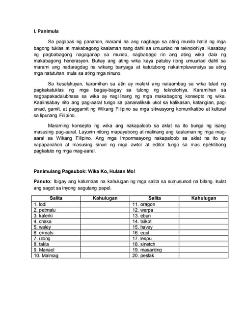 Fil1 aralin 1-katuturan at katangian ng wika | PDF