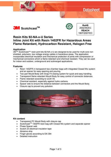 3M 91-NBA7 Scotchcast 470W Resin Jointing Kit For Unarmoured Cables 4 ...