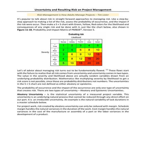 Uncertainty and resulting risk on project management | PDF