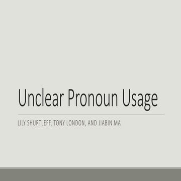 Unclear pronoun Reference | PPTX | Internet for Beginners | Internet