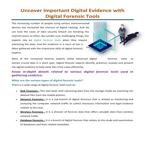 Uncover important digital evidence with digital forensic tools | PDF