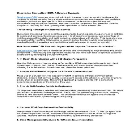 ServiceNow CSM: Optimizing Customer Experience with Best Practices | PDF