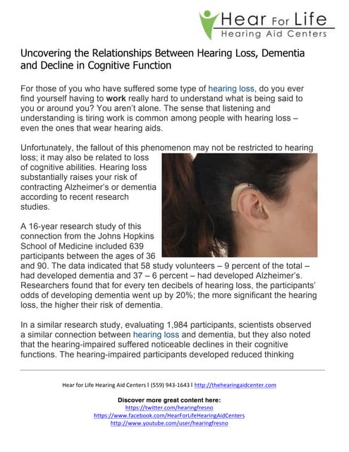 Unveiling The Connection Between Hearing Aids & Dementia Care | PPT