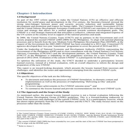 UNDAF Lessons Learned Chapters 1-4 | PDF