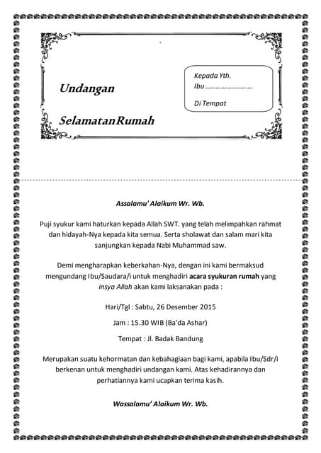 Contoh undangan nikah | DOC