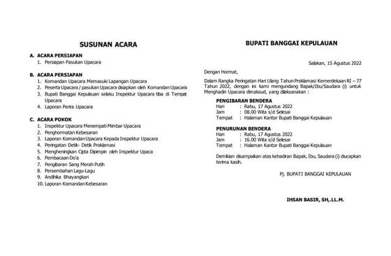 Susunan acara upacara bendera | DOC