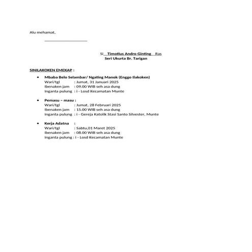 Undangan Adat Keluarga LAKI LAKI untuk adat karo.docx