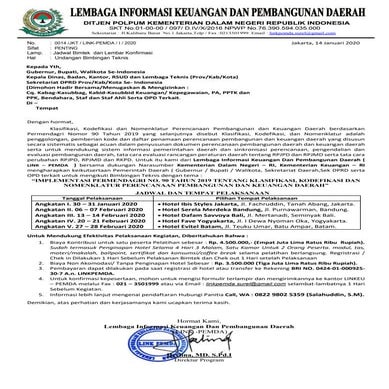 UNDANGAN BIMTEK IMPLEMENTASI PERMENDAGRI NO. 90 TAHUN 2019 TENTANG ...