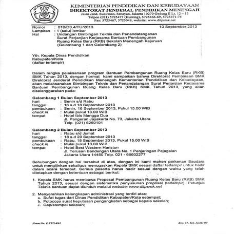 Undangan bimtek rkb_gel1&2_tahun_2013 | PDF