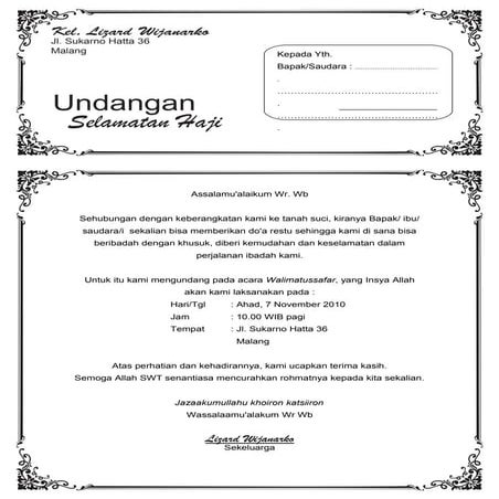 Undangan Syukuran Rumah 2 lembar word siap edit | DOC