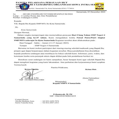 Undangan HUT 47 SMP 4 (1) (1).form futsal hut | DOCX