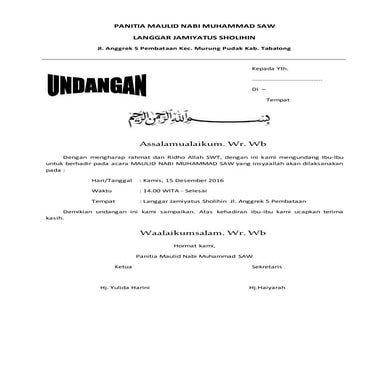 Undangan Syukuran Rumah 2 lembar word siap edit | DOC