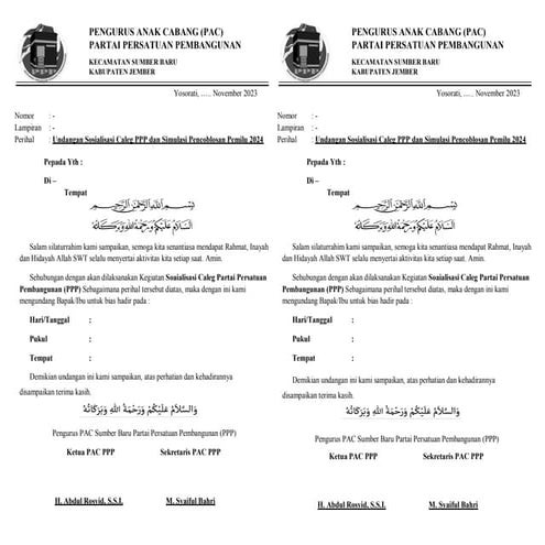 Undangan Partai Persatuan Pembangunan thun 23-24 | PDF