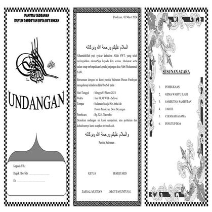 undangan sadranan lipat tiga portrait satu sisi | PPT