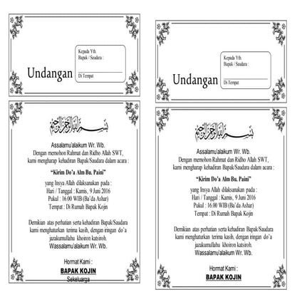 Undangan Syukuran Rumah 2 lembar word siap edit | DOC
