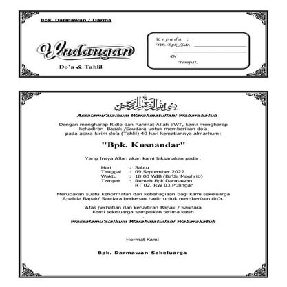 Undangan tahlil 40 hari 2.doc