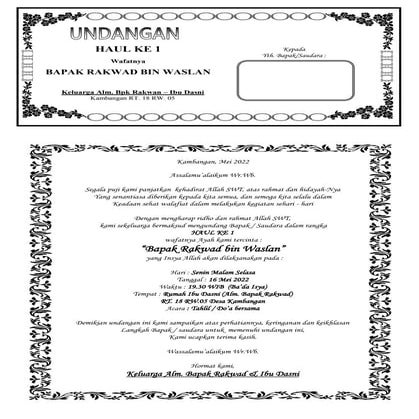 undangan tahlilan haul, pendurenan. .doc