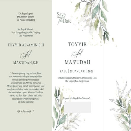 undangan resepsi pernikahan elegan dan bisa di edit | PDF