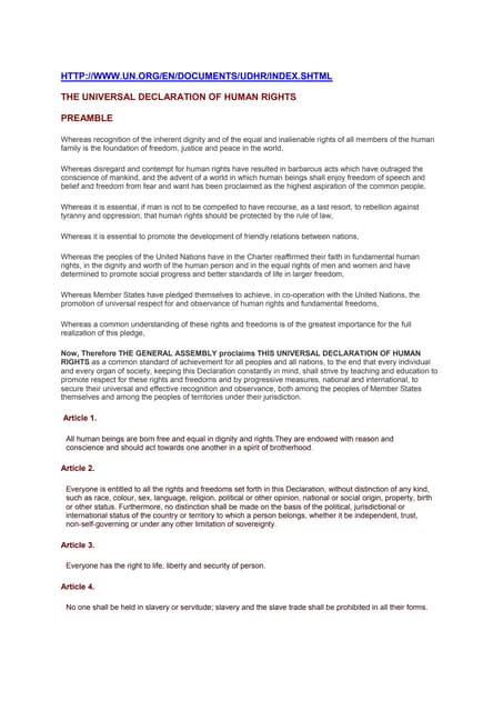 Human rights (Universal Declaration of Human Rights) | PPTX | Non ...