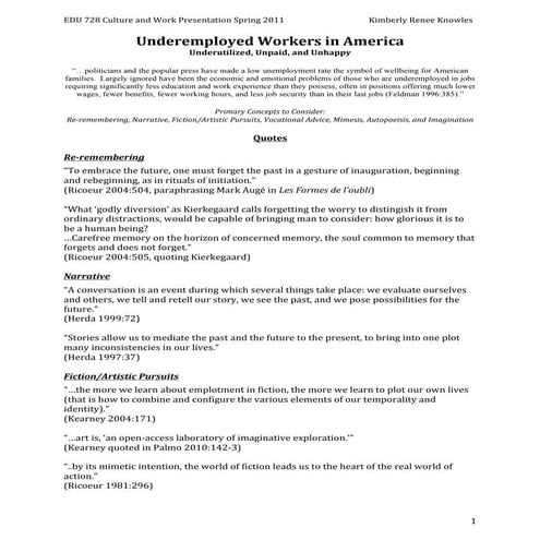 Underemployed Workers Handout | PDF