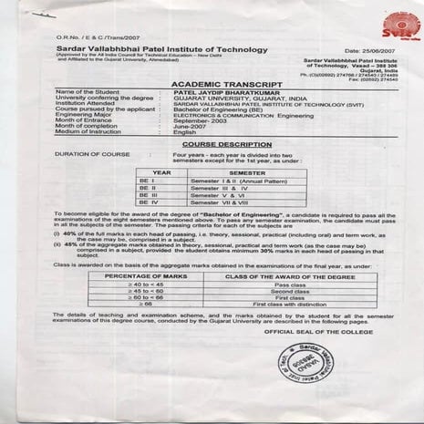 Undergraduate Transcript | PDF