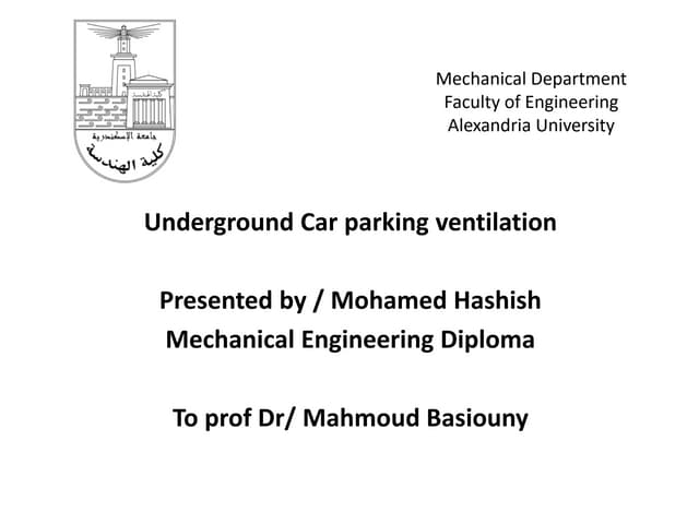 Car parking ventilation (mep intern.) | PPTX | Indoor Environmental ...