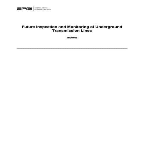 Future Inspection of Underground Transmission Lines | PDF