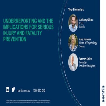 Underreporting and the Implications for Serious Injury and Fatality ...